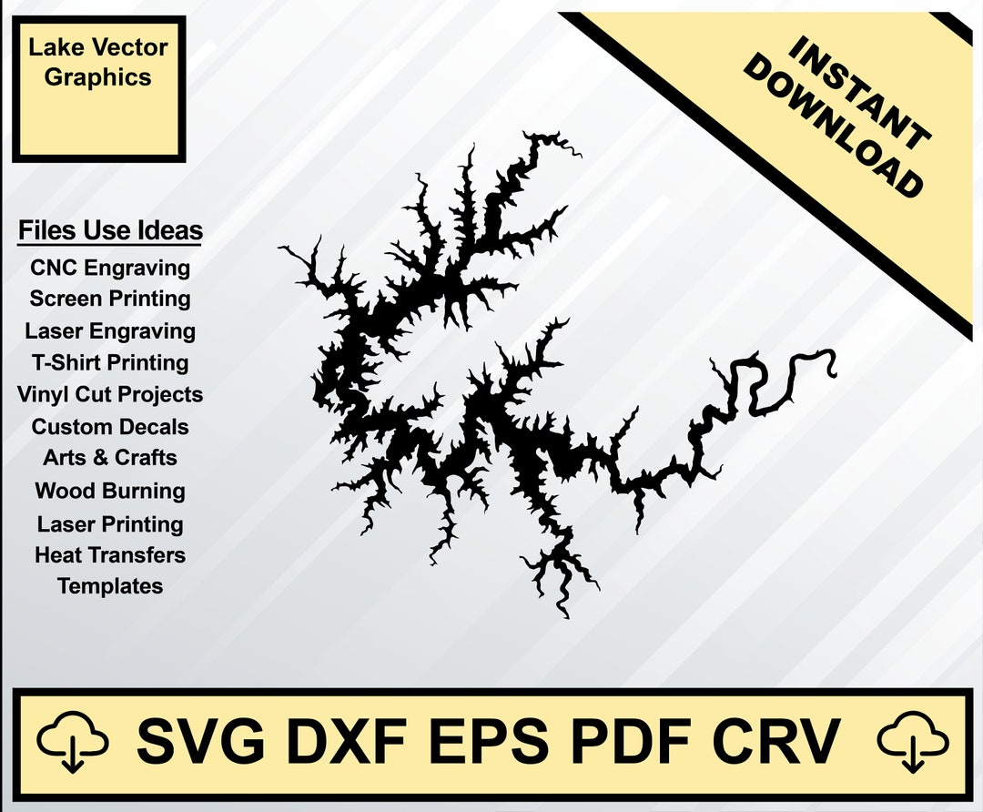 Laurel River Lake Kentucky Map Silhouette Shape Svg Dxf Pdf Eps Crv ...