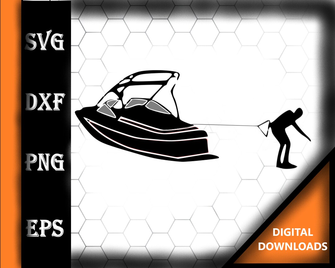 Wake Boat Shape Svg Dxf Pdf Eps Crv Vector Graphic Design, Laser File ...