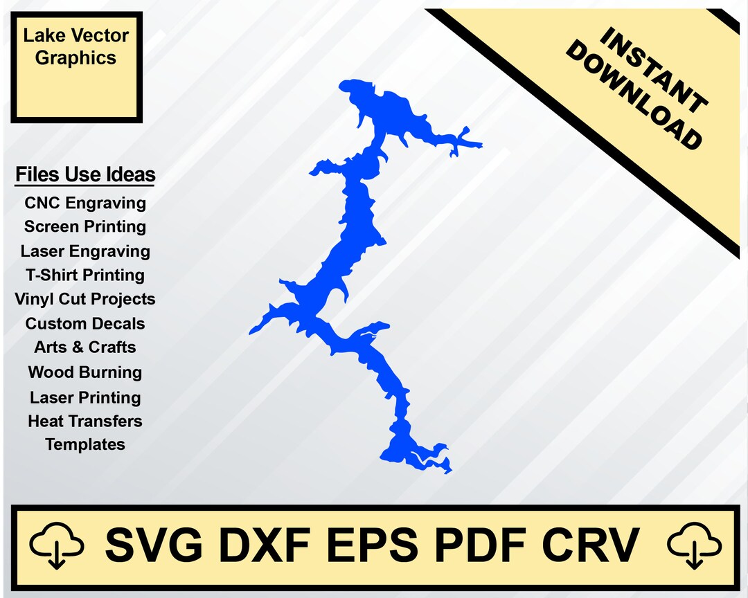 Lake Coeur D'alene Idaho Map Svg Dxf Pdf Eps Crv Vector Graphic Design ...