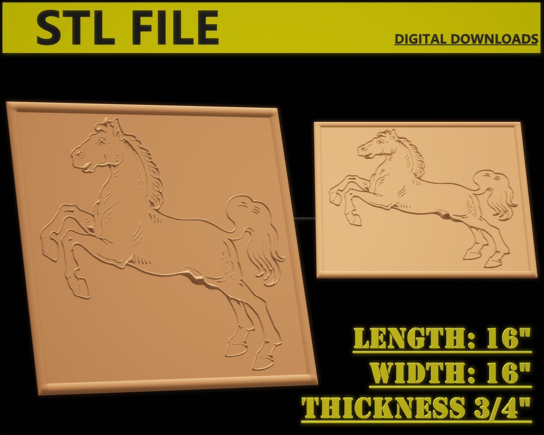 3D STL File for CNC Router, Horse STL File for Cnc Routing, Rendering ...