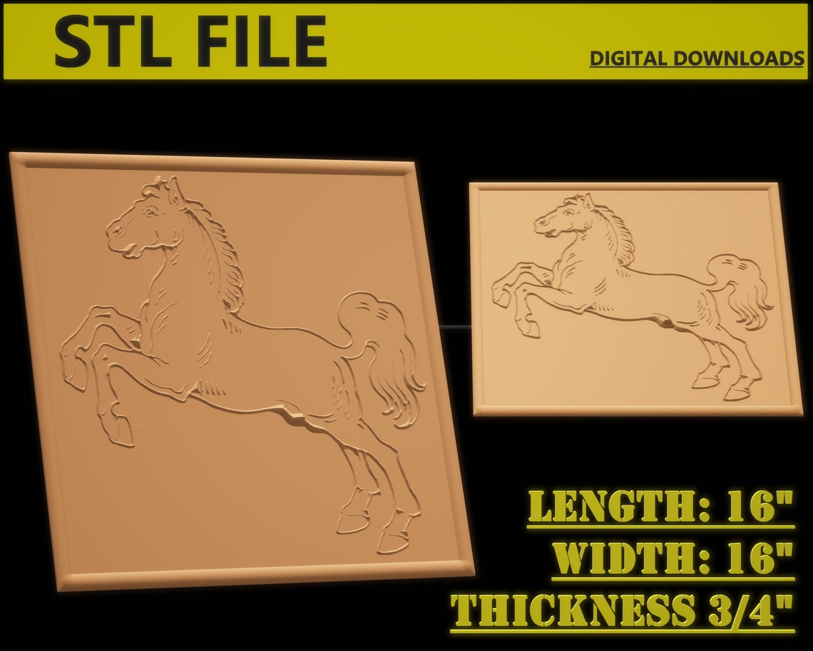 3D STL File for CNC Router, Horse STL File for Cnc Routing, Rendering ...