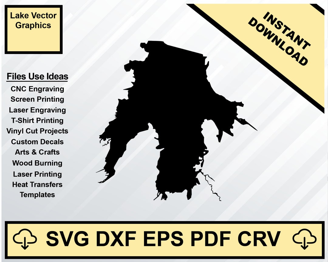 Fern Ridge Lake Oregon Map Silhouette Shape Svg Dxf Pdf Eps Crv Vector ...