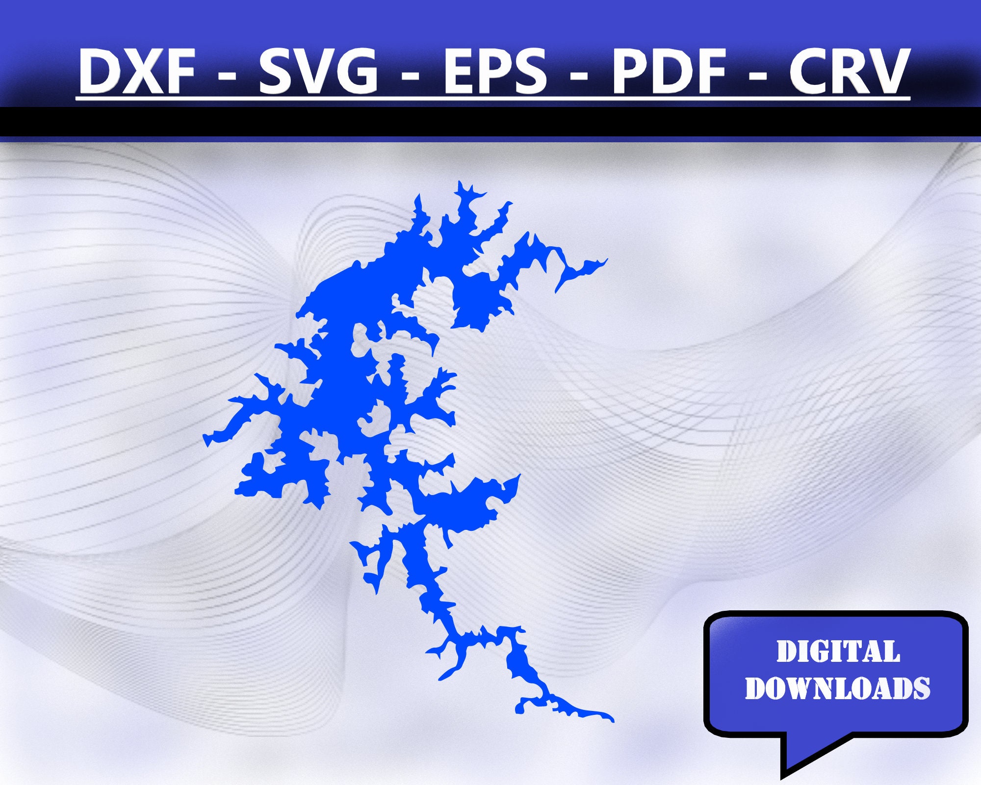 Chatuge Lake North Carolina Map Silhouette Shape Svg Dxf Pdf Eps Crv ...