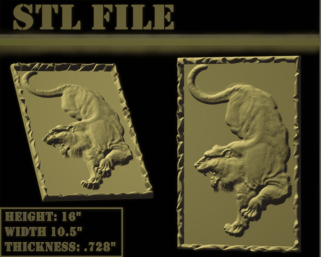 3D STL File for CNC Router, Tiger STL File for Cnc Routing, Rendering ...