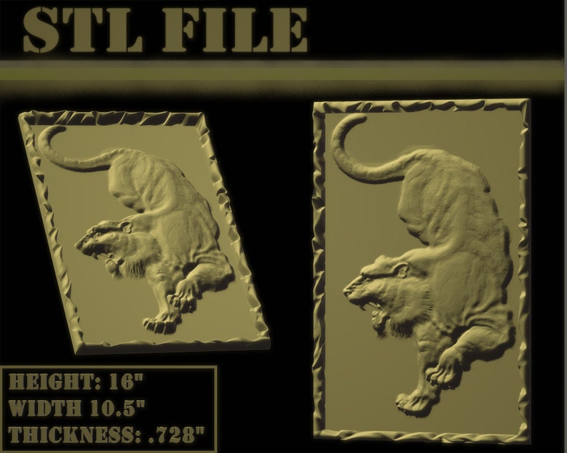 3D STL File for CNC Router, Tiger STL File for Cnc Routing, Rendering ...