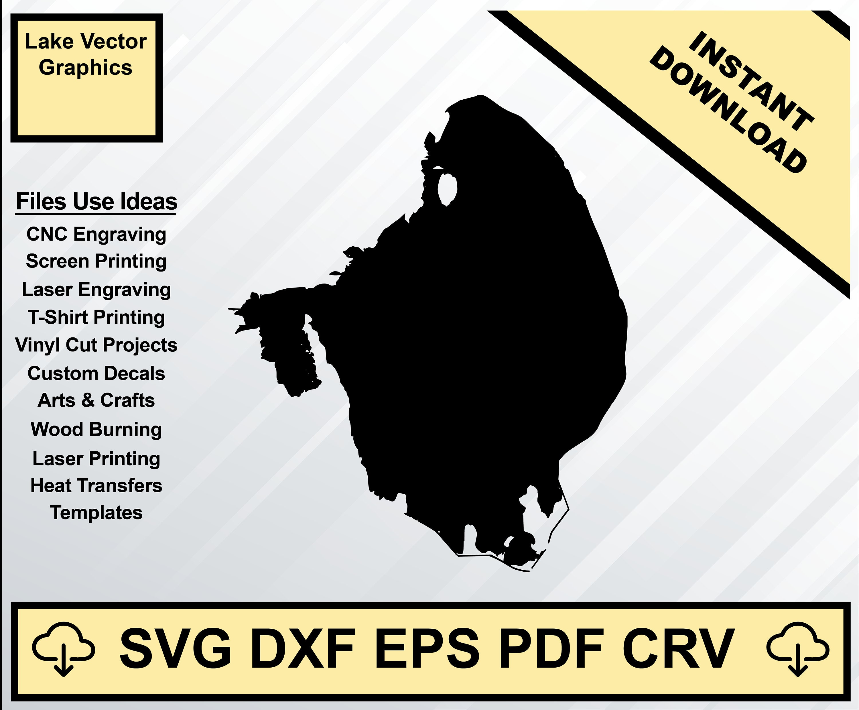 Lake Okeechobee Florida Map Silhouette Shape Svg Dxf Pdf Eps Crv Vector ...