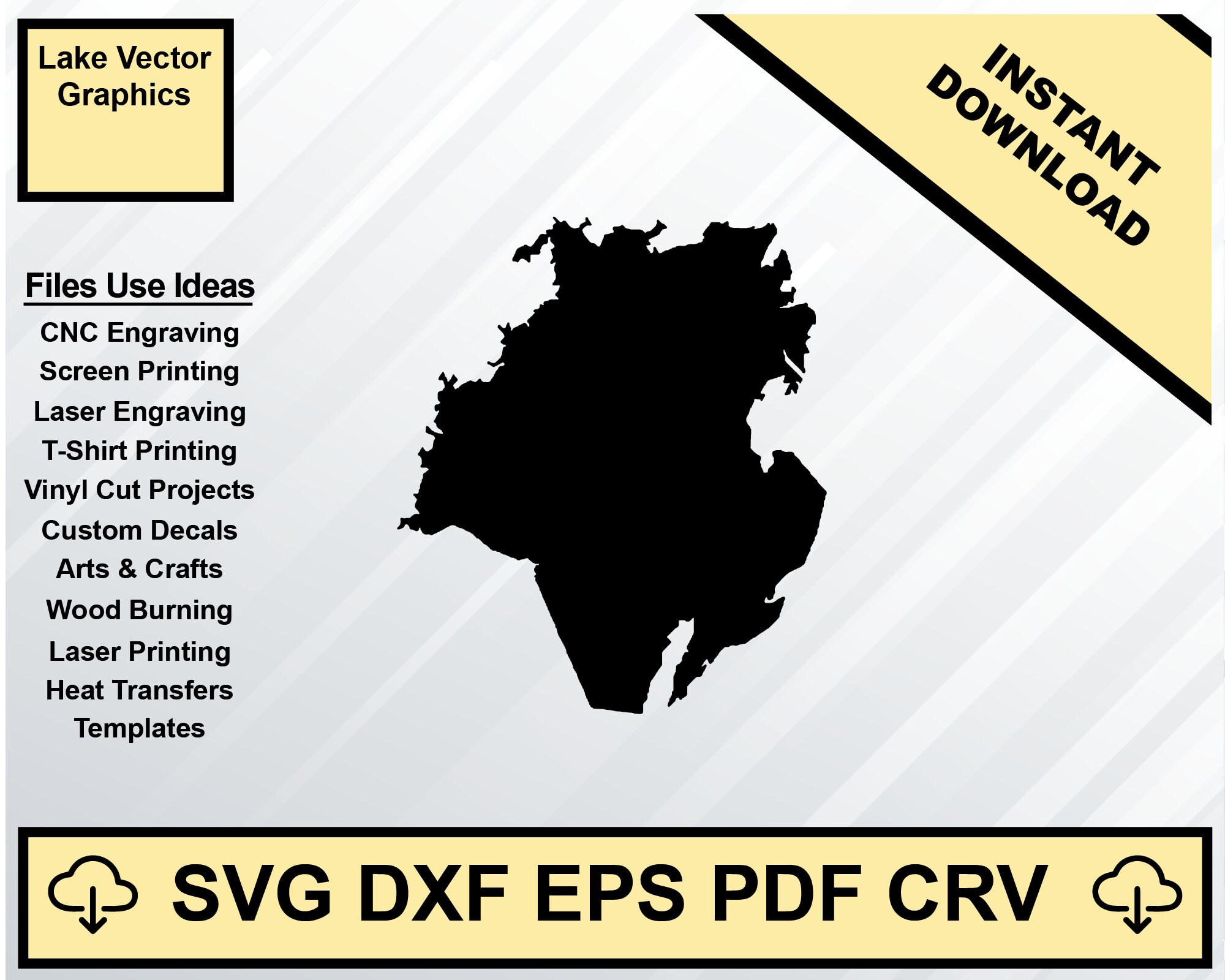 Lake Moultrie South Carolina Map Silhouette Shape Svg Dxf Pdf Eps Crv ...