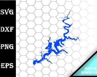 Grand Lake O the Cherokees Map Shape Instant Download EPS SVG DXF Grand ...