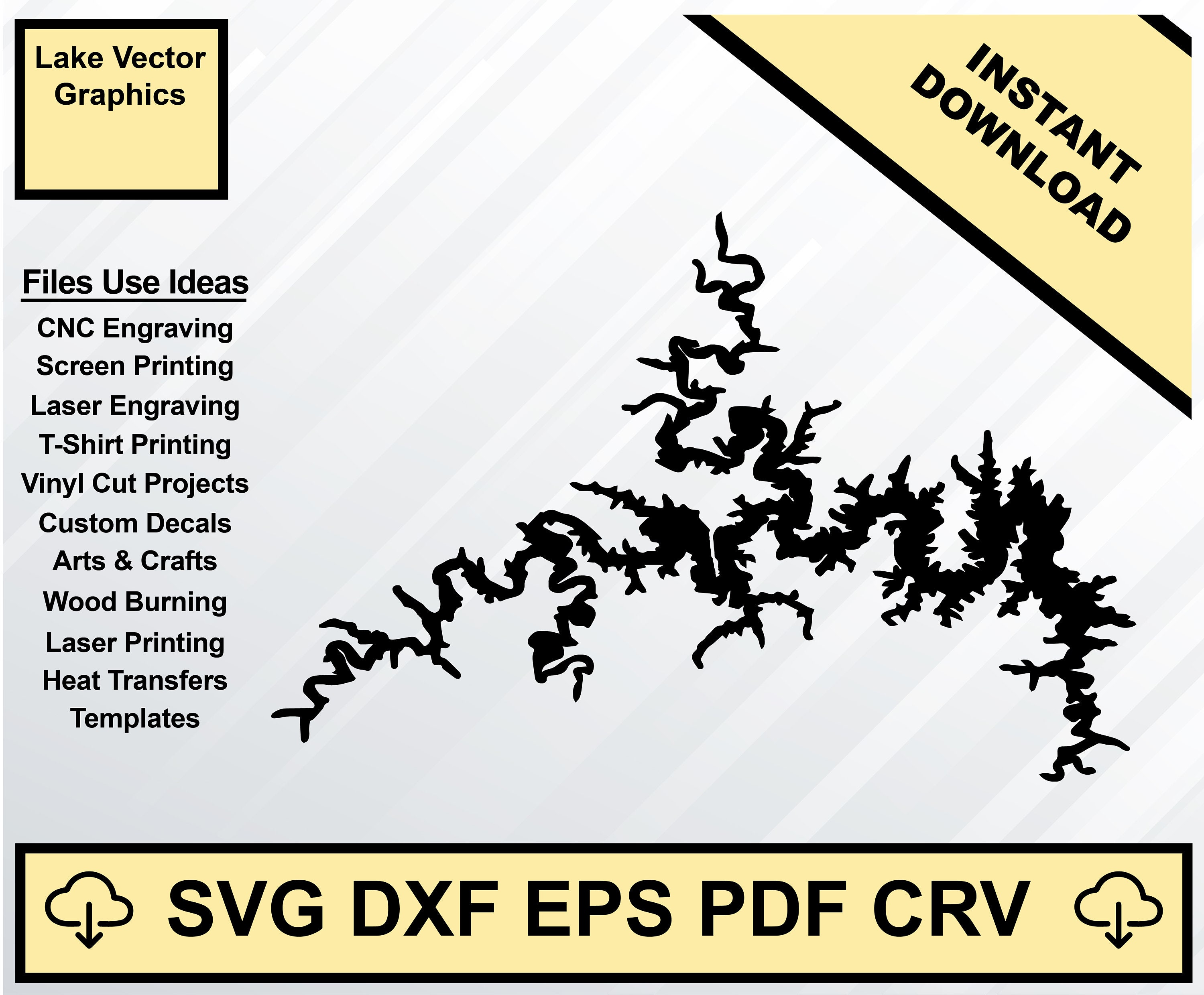 Table Rock Lake Missouri Map Silhouette Shape Svg Dxf Pdf Eps Crv ...