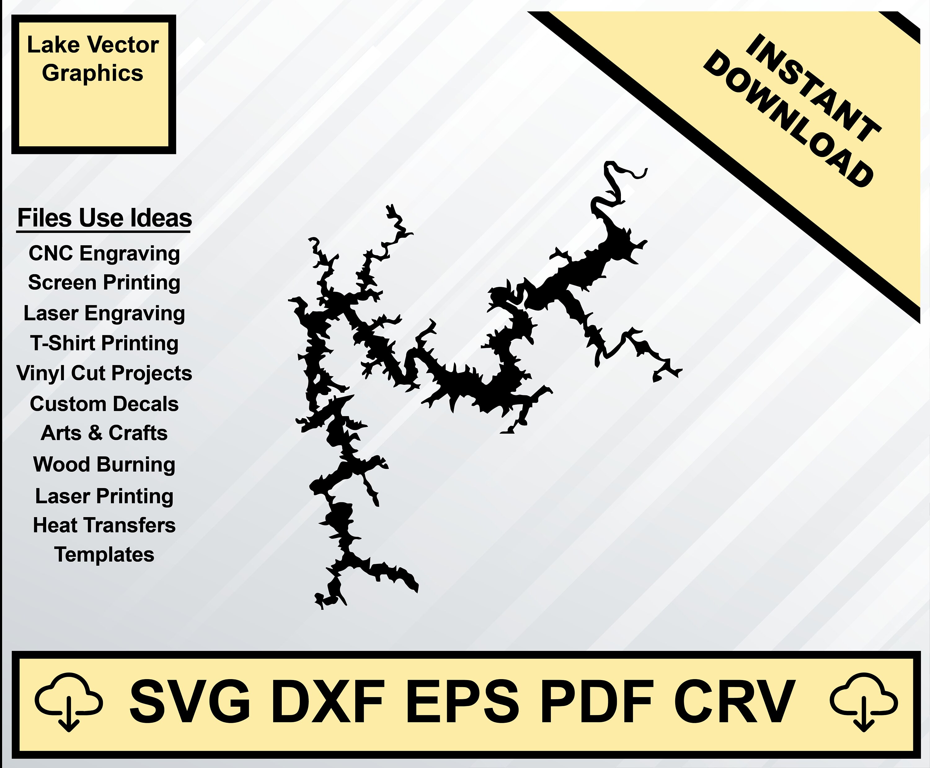 Lake Allatoona Georgia Map Silhouette Shape Svg Dxf Pdf Eps Crv Vector ...
