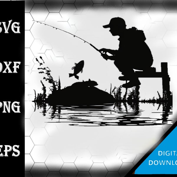 Bass Fishing Scene Dxf - Etsy