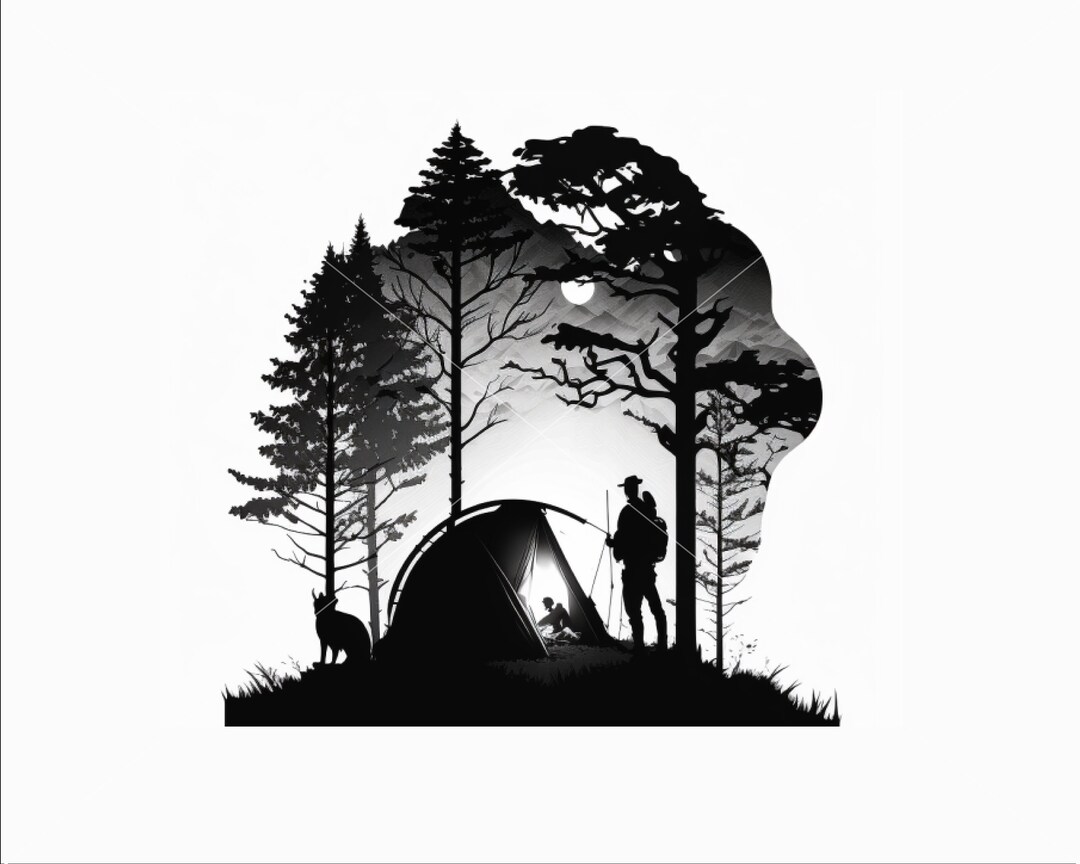 Camping Nature Scene Silhouette Digital Download - Png, DXF, SVG, PDF - Etsy