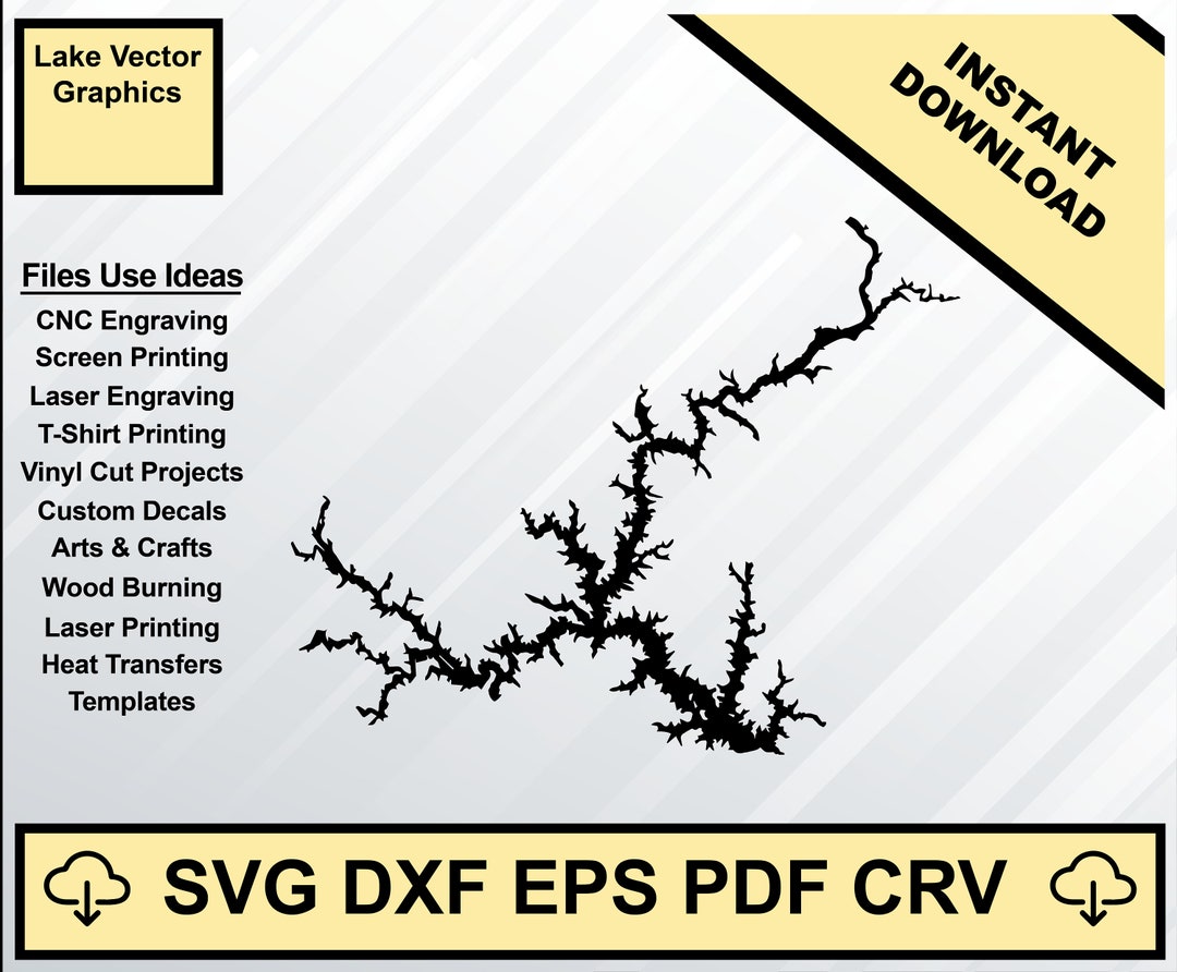 Lake Sinclair Georgia Map Silhouette Shape Svg Dxf Pdf Eps Crv Vector ...