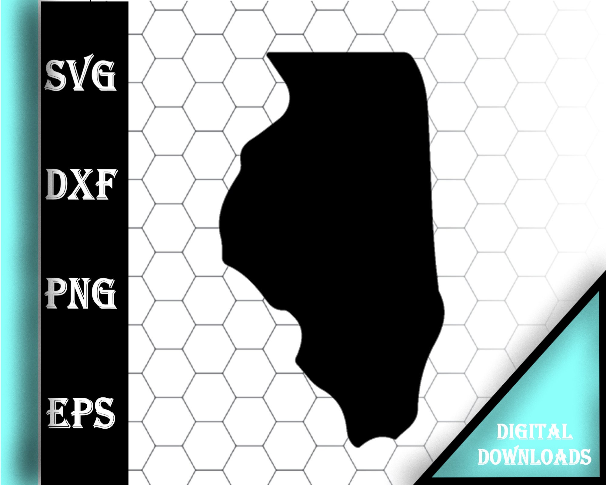 Illinois Silhouette Shape Svg Dxf Pdf Eps Crv Vector Graphic Design ...