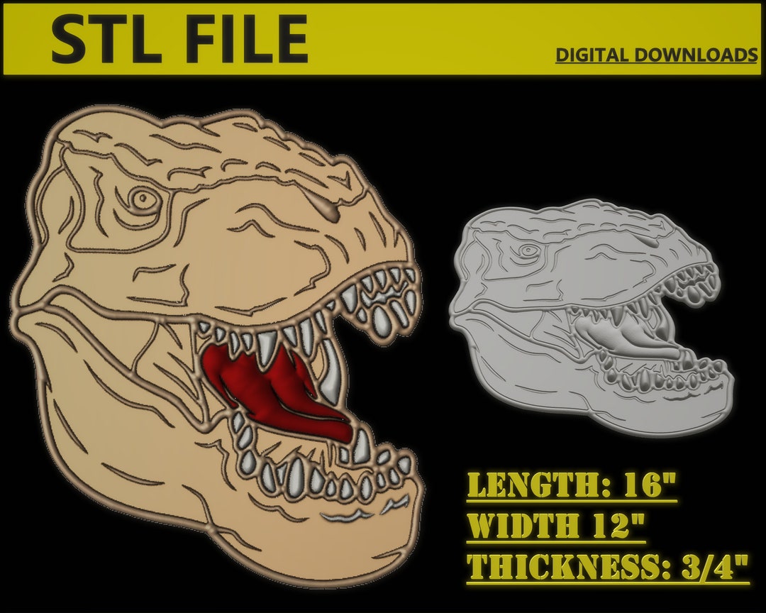 3D STL File for CNC Router, T Rex STL File for Cnc Routing, Rendering ...