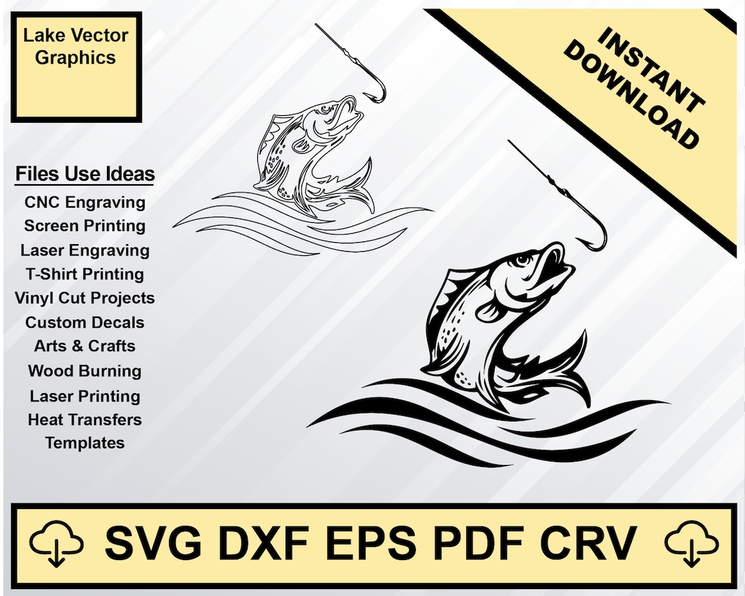 Fisch svg Form svg dxf pdf eps crv Vektor Grafik Design, Laser Datei ...