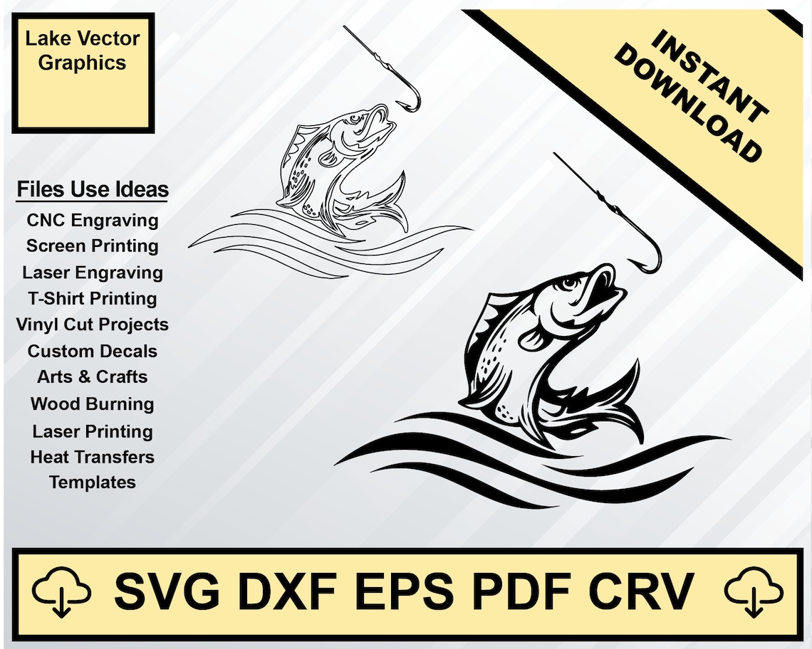 Fisch svg Form svg dxf pdf eps crv Vektor Grafik Design, Laser Datei ...