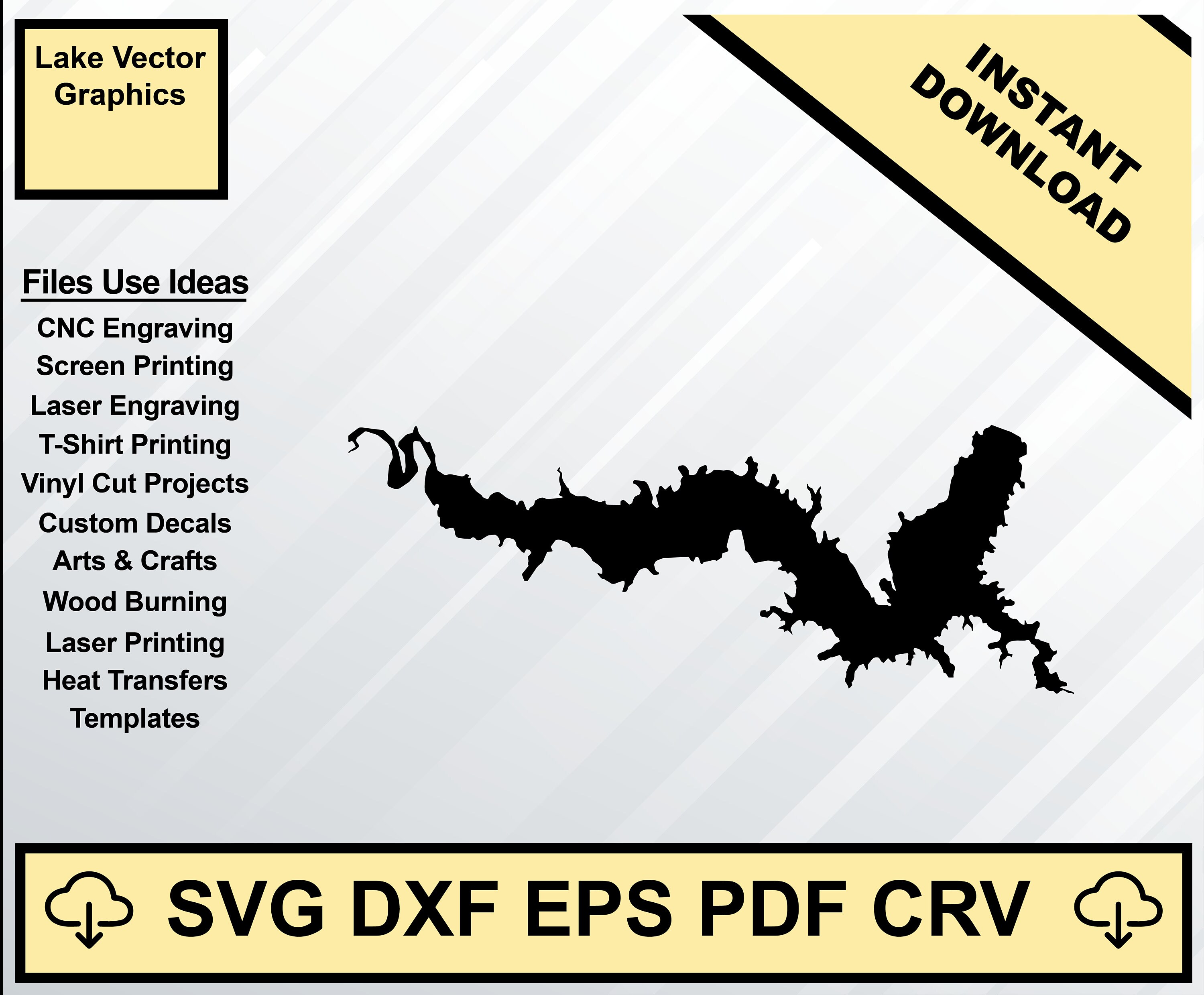 Wilson Lake Kansas Map Silhouette Shape Svg Dxf Pdf Eps Crv Vector ...