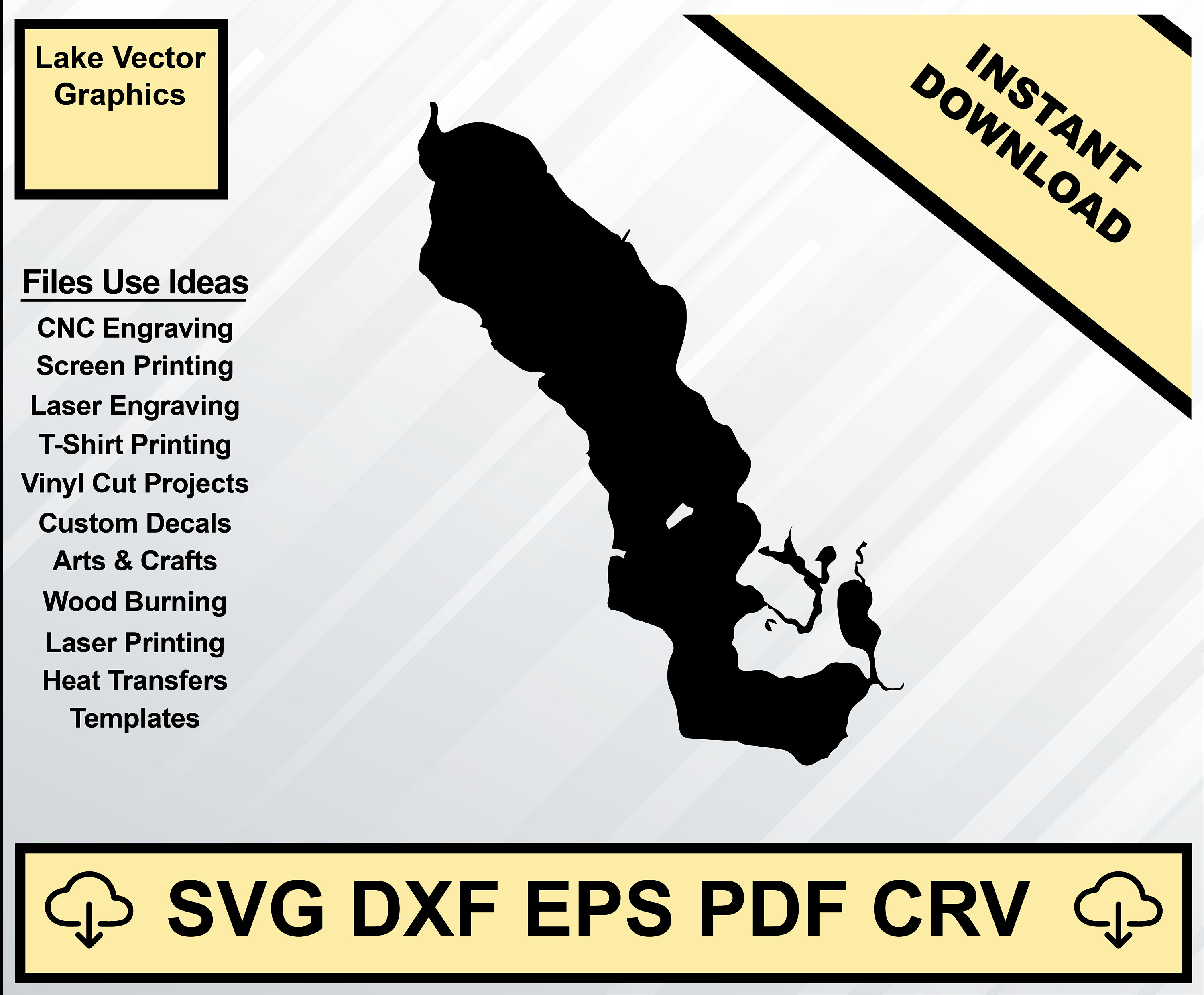 Crescent Lake Florida Map Silhouette Shape Svg Dxf Pdf Eps Crv Vector ...