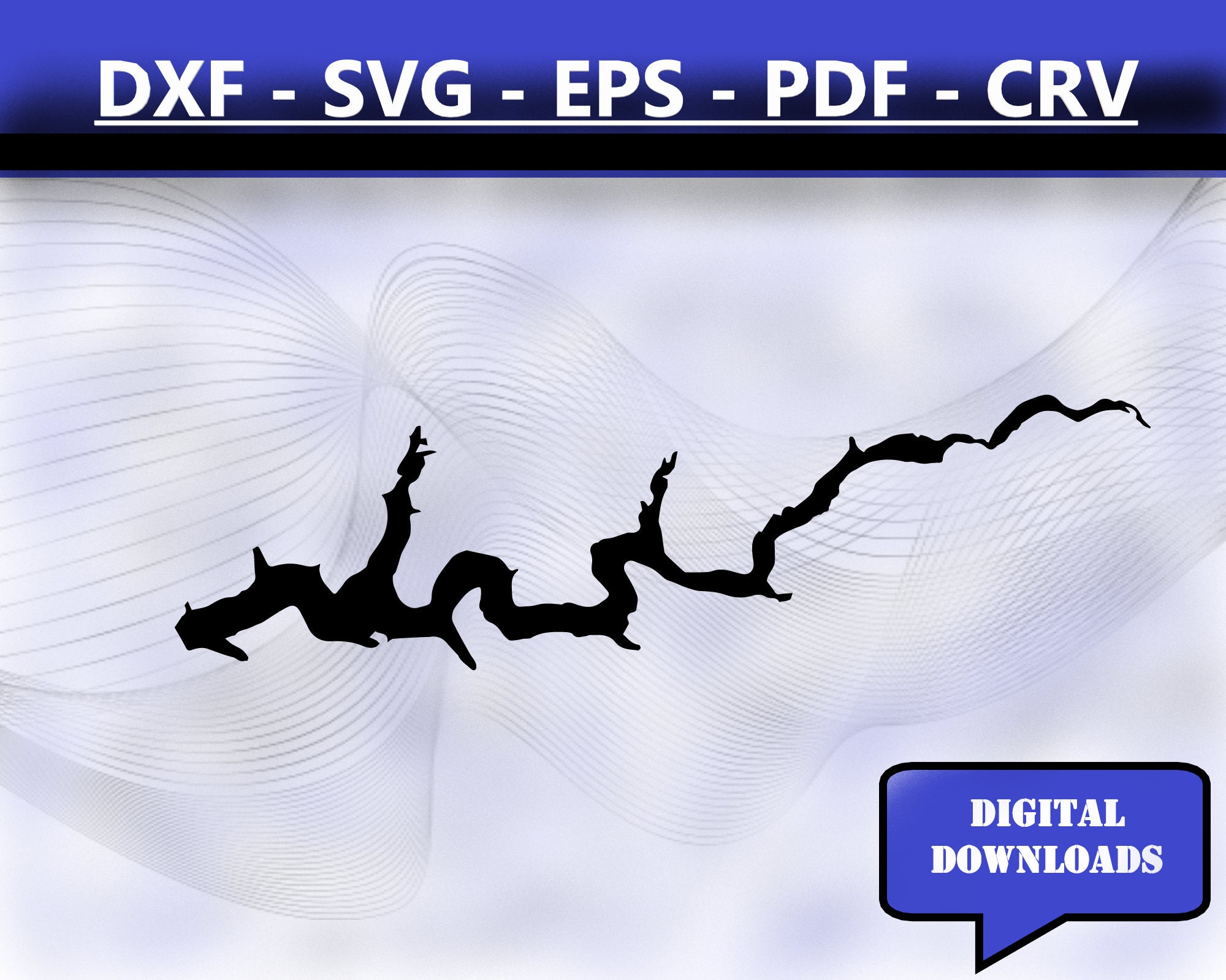 Pepacton Reservoir New York Map Svg Dxf Pdf Eps Crv Vector Graphic ...