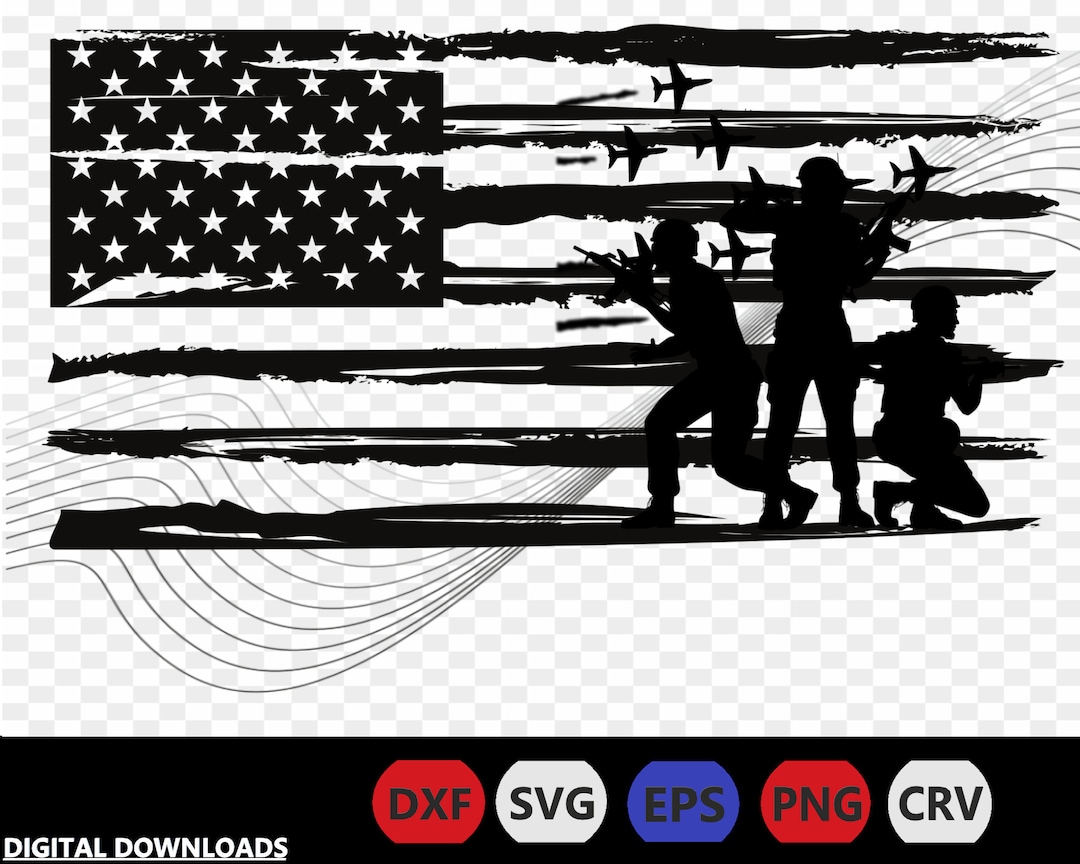 Military Flag Svg Dxf Pdf Eps Crv Vector Graphic Design, Laser File ...