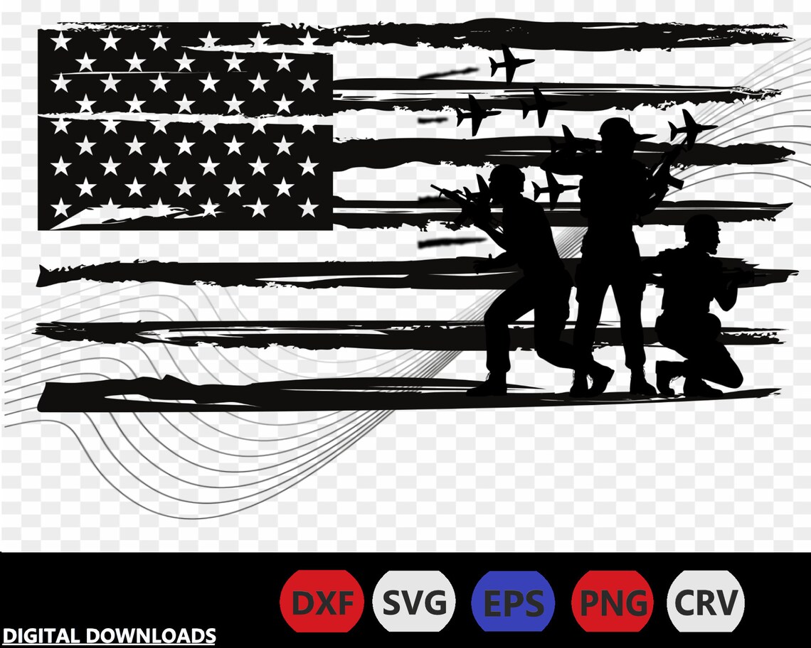 Military Flag Svg Dxf Pdf Eps Crv Vector Graphic Design, Laser File ...