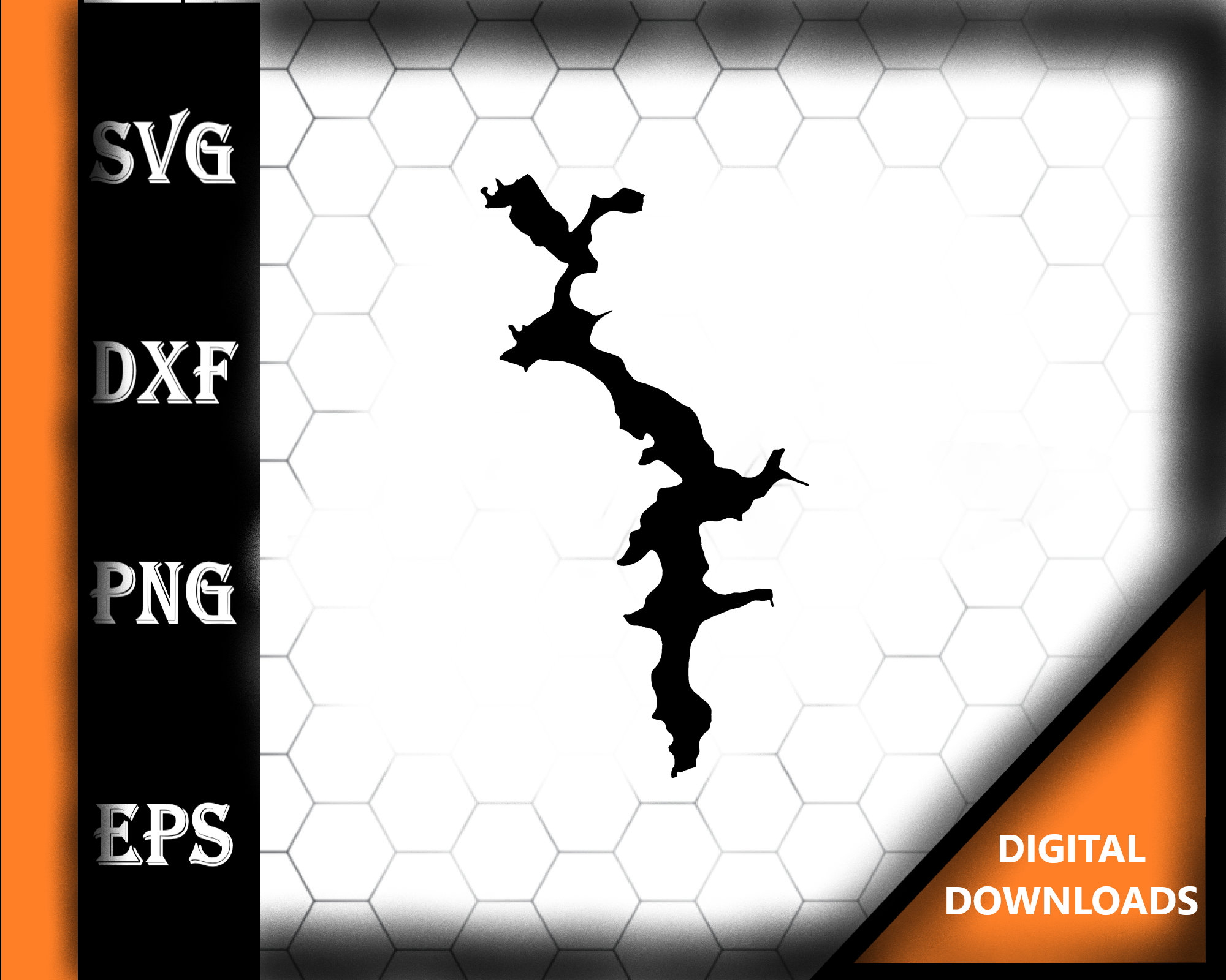 Lyman Lake South Carolina Map Silhouette Shape Svg Dxf Pdf Eps Crv ...