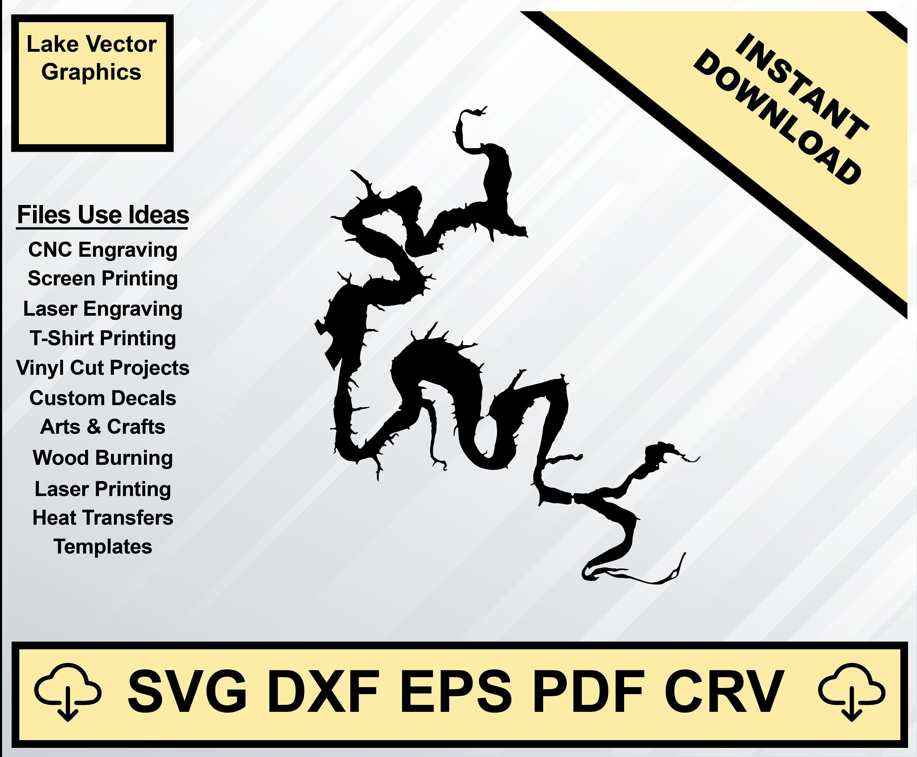 Green River Lake Kentucky Map Silhouette Shape Svg Dxf Pdf Eps Crv ...