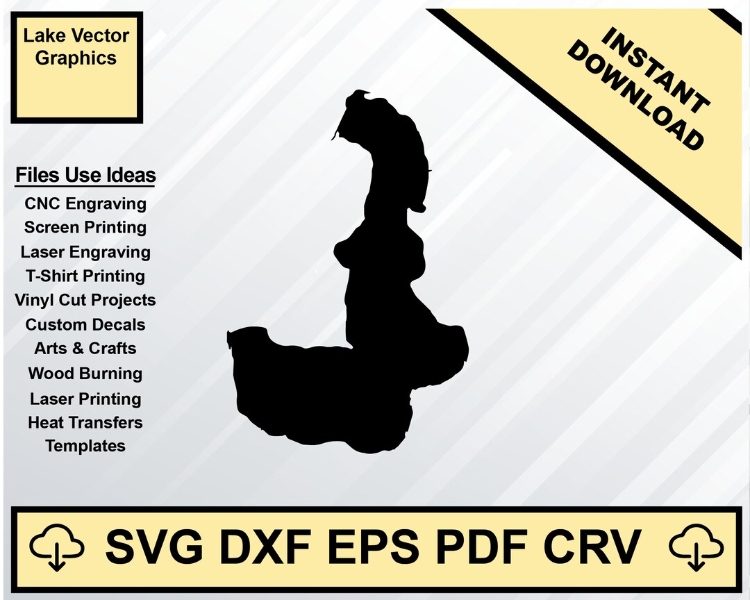 Devils Lake Michigan Map Silhouette Shape Svg Dxf Pdf Eps Crv Vector ...
