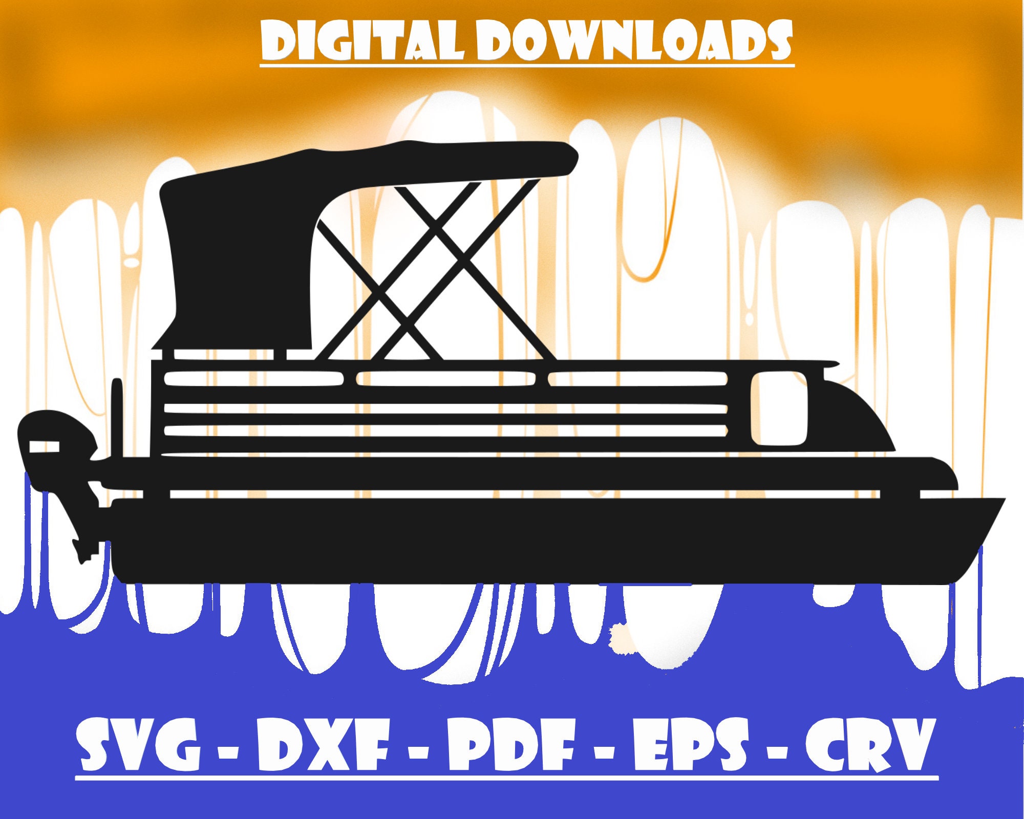 Pontoon Boat Shape Svg Dxf Pdf Eps Crv Vector Graphic Design, Laser ...