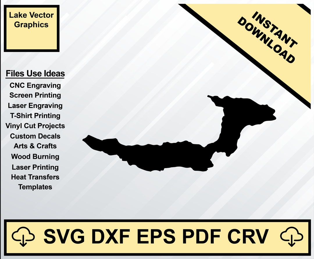 Crescent Lake Washington Map Silhouette Shape Svg Dxf Pdf Eps Crv ...