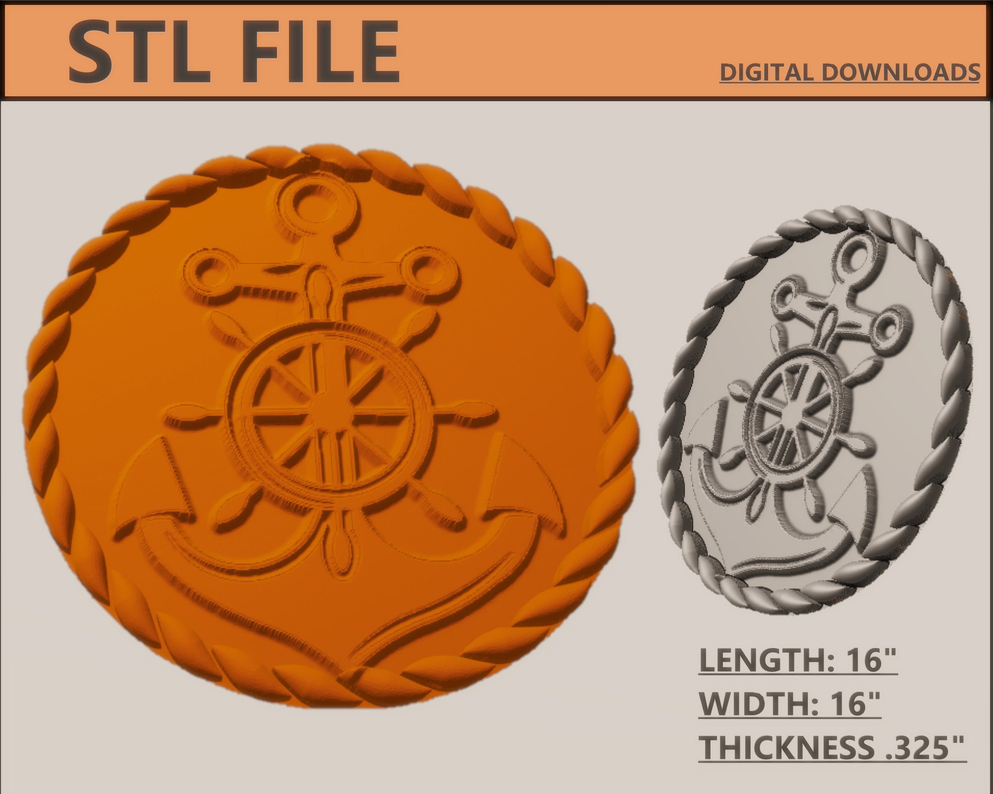 3d Stl File For Cnc Router Anchor Stl File For Cnc Routing Rendering