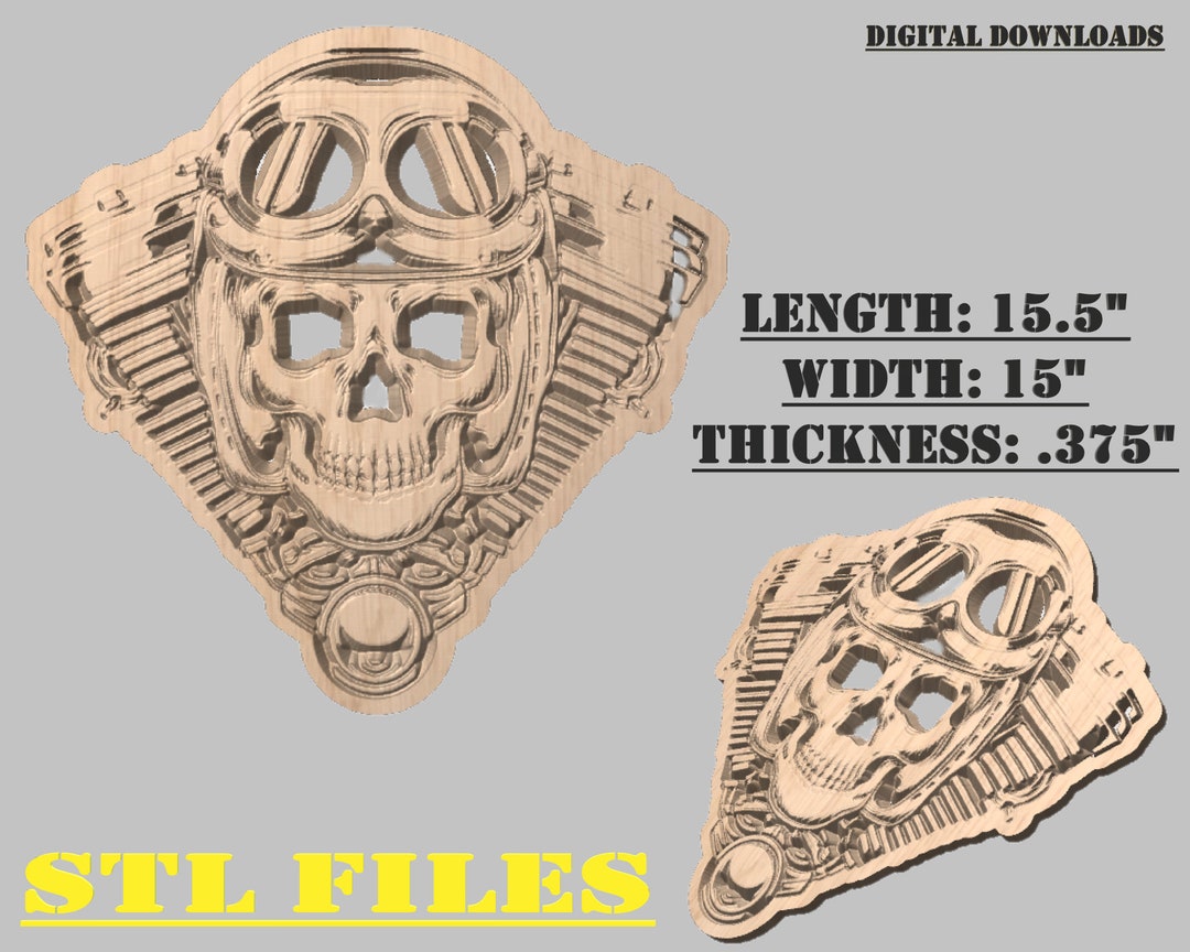 3D STL File for CNC Router, Skull Engine STL File for Cnc Routing ...