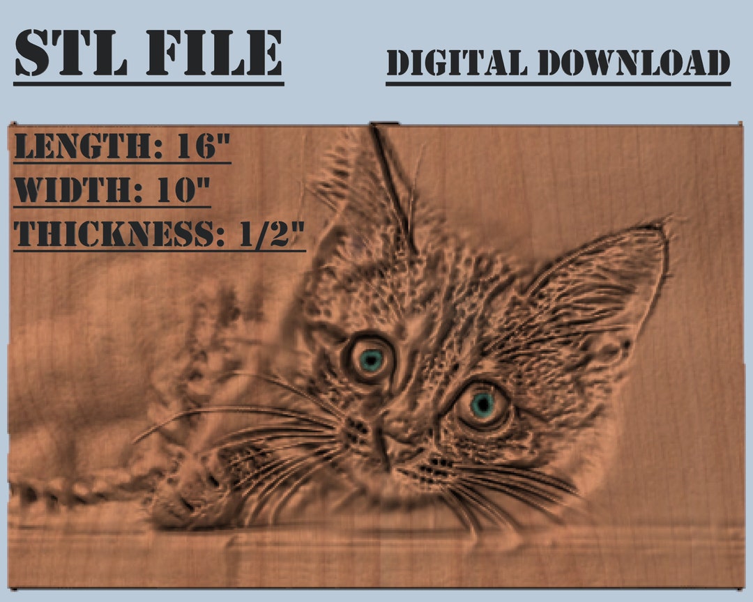 3D STL File for CNC Router, Cat STL File for Cnc Routing, Rendering of ...
