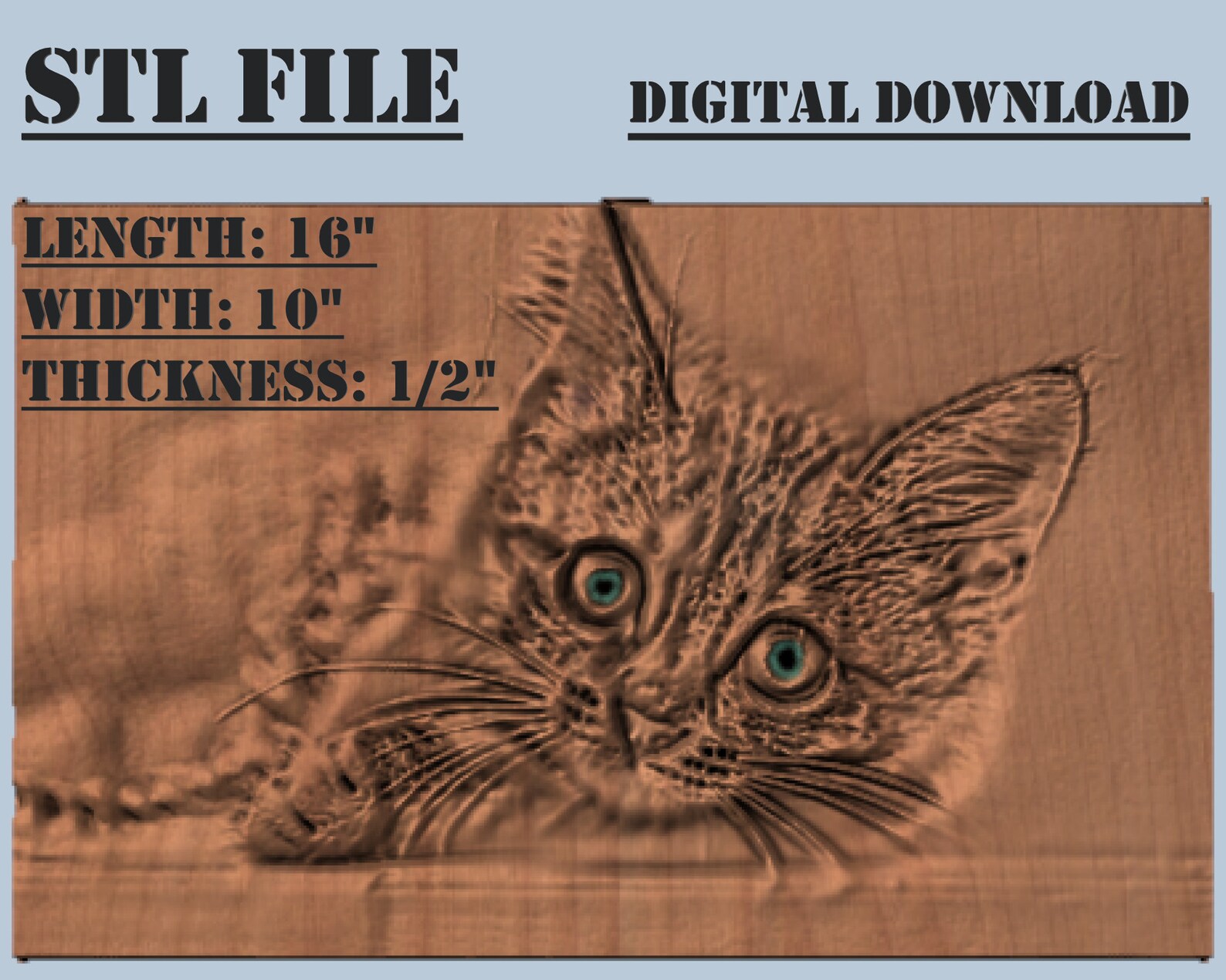 3D STL File for CNC Router, Cat STL File for Cnc Routing, Rendering of ...