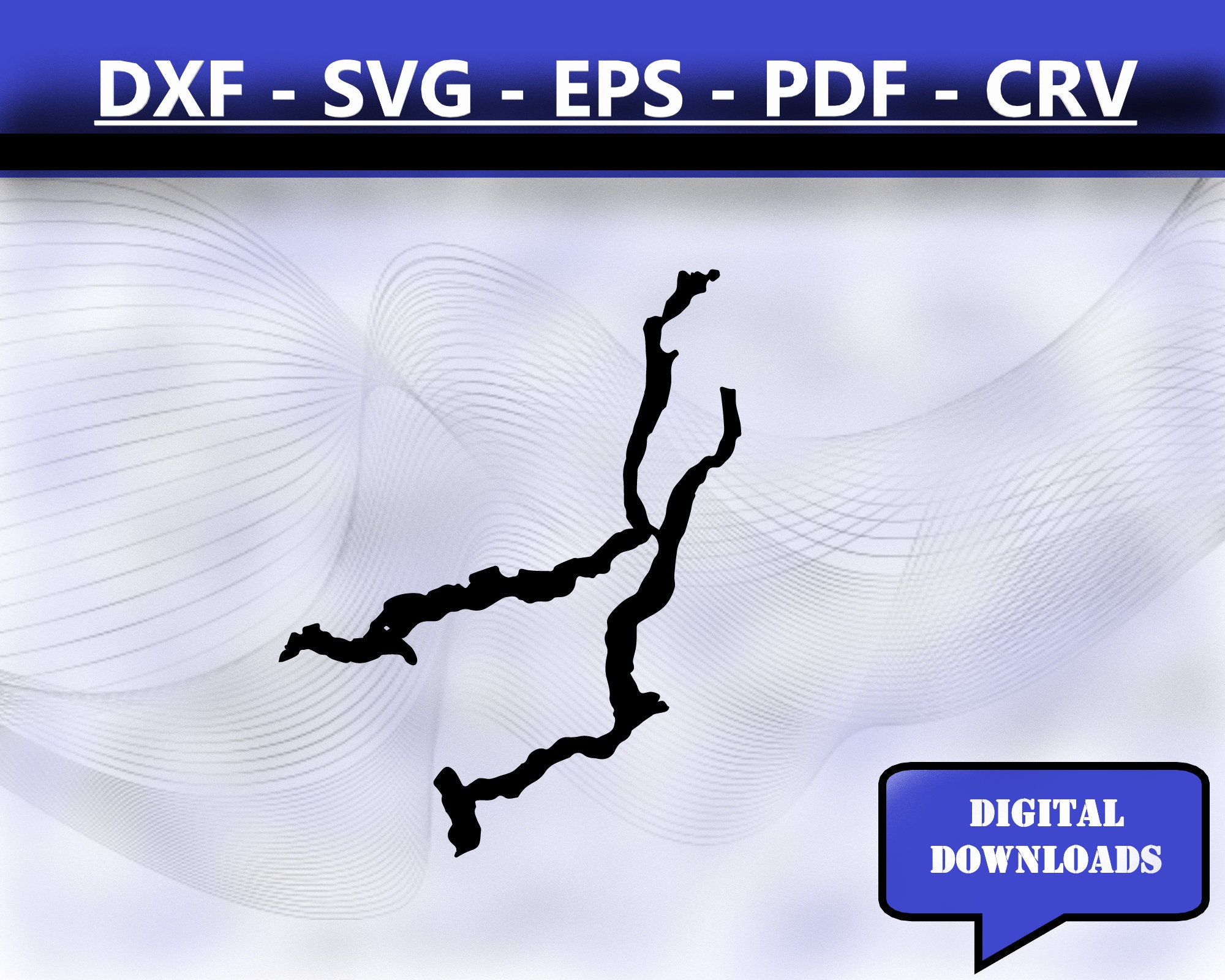 Shuswap Lake Map Svg Dxf Pdf Eps Crv Vector Graphic Design, Laser File ...