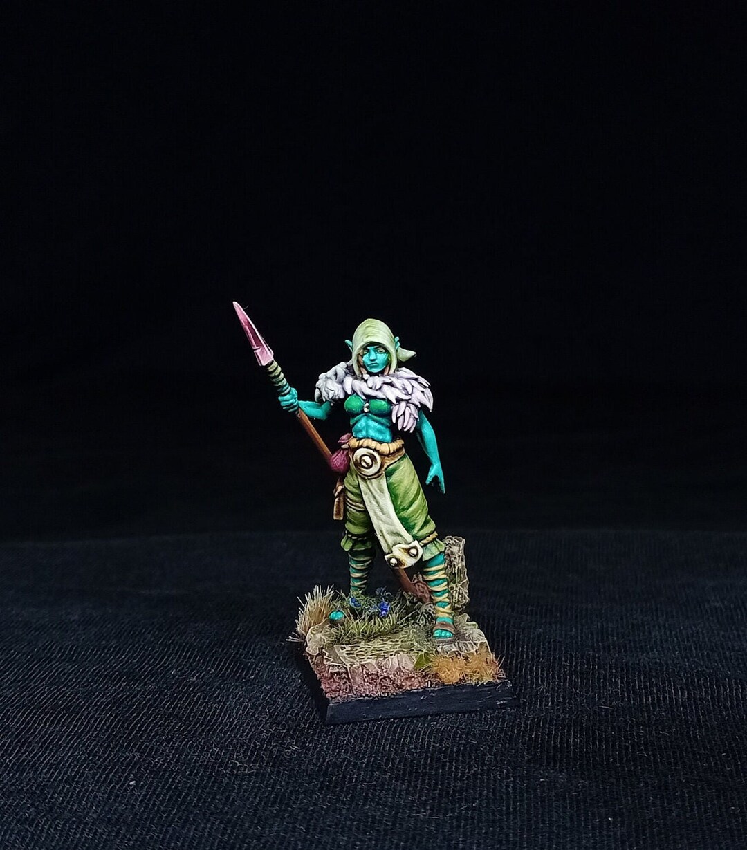 Painted Blue Elf With a Spear and Animal Shawl. Perfect - Etsy