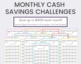 Minimalist Cash Envelope Savings Challenges Bundle Cash Stuffing Money ...