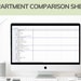 Apartment Comparison Worksheet | Housing Search Planner | Rent ...