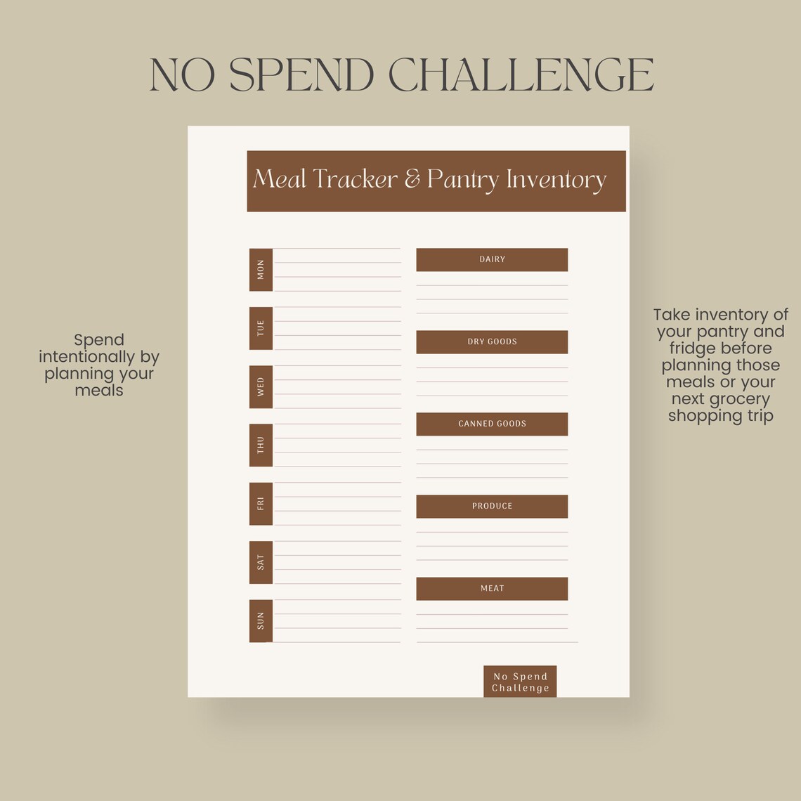 No Spending Challenge Printable Workbook Bundle | Money Savings ...