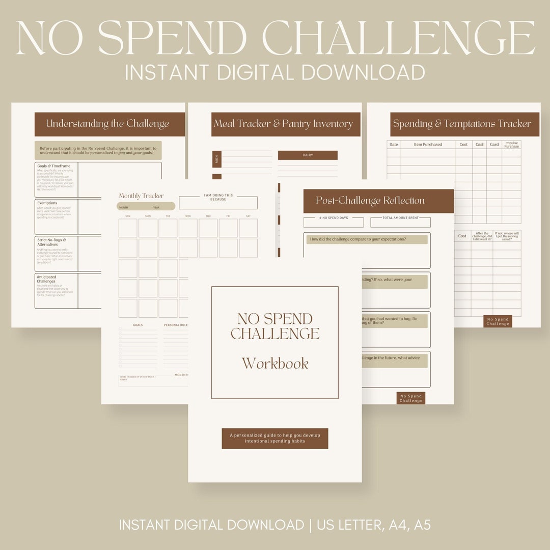 No Spending Challenge Printable Workbook Bundle | Money Savings ...