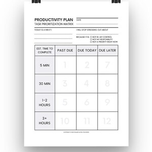 Printable Daily Task Planner | Productivity Time Management Plan | Task ...