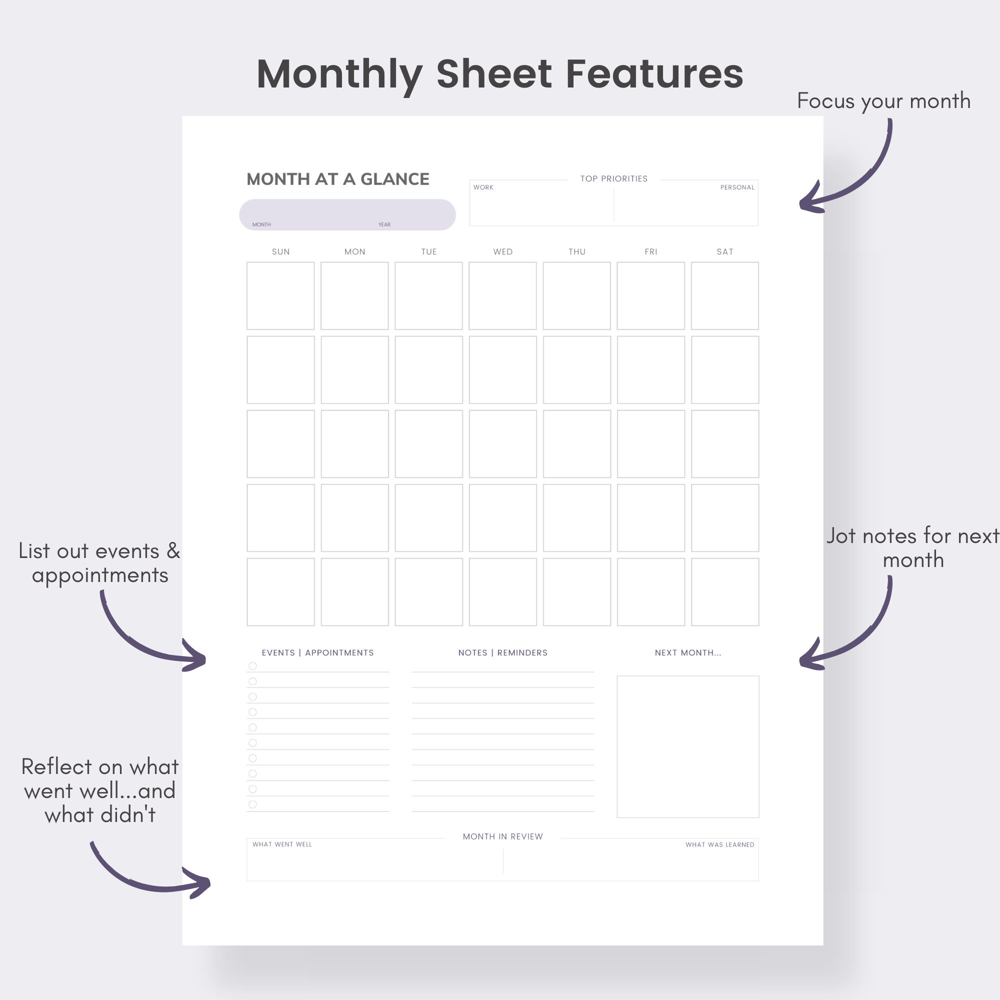 2022-2024 Minimalist Undated Goal & Focus Printable Planner Bundle ...