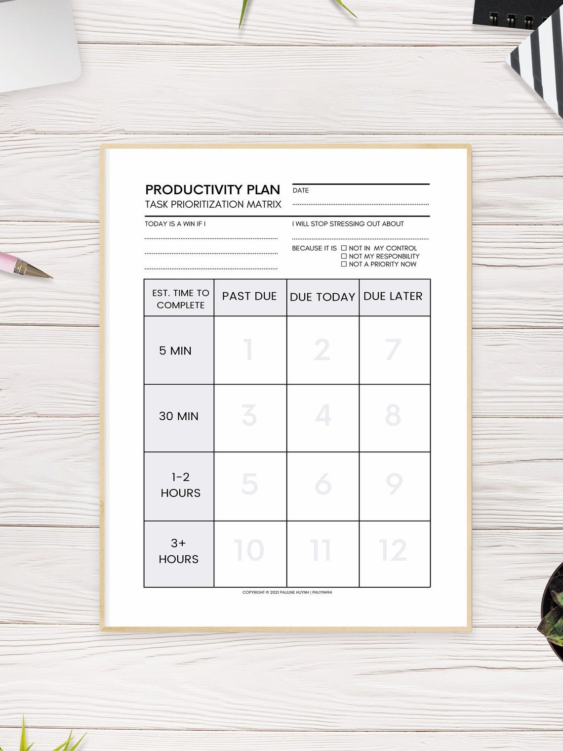 Printable Daily Task Planner Productivity Time Management Plan Task ...