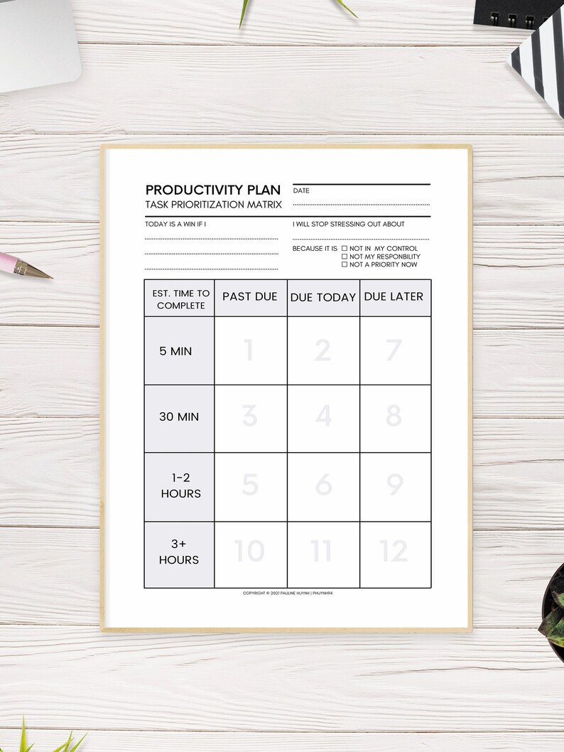 Printable Daily Task Planner Productivity Time Management Plan Task ...