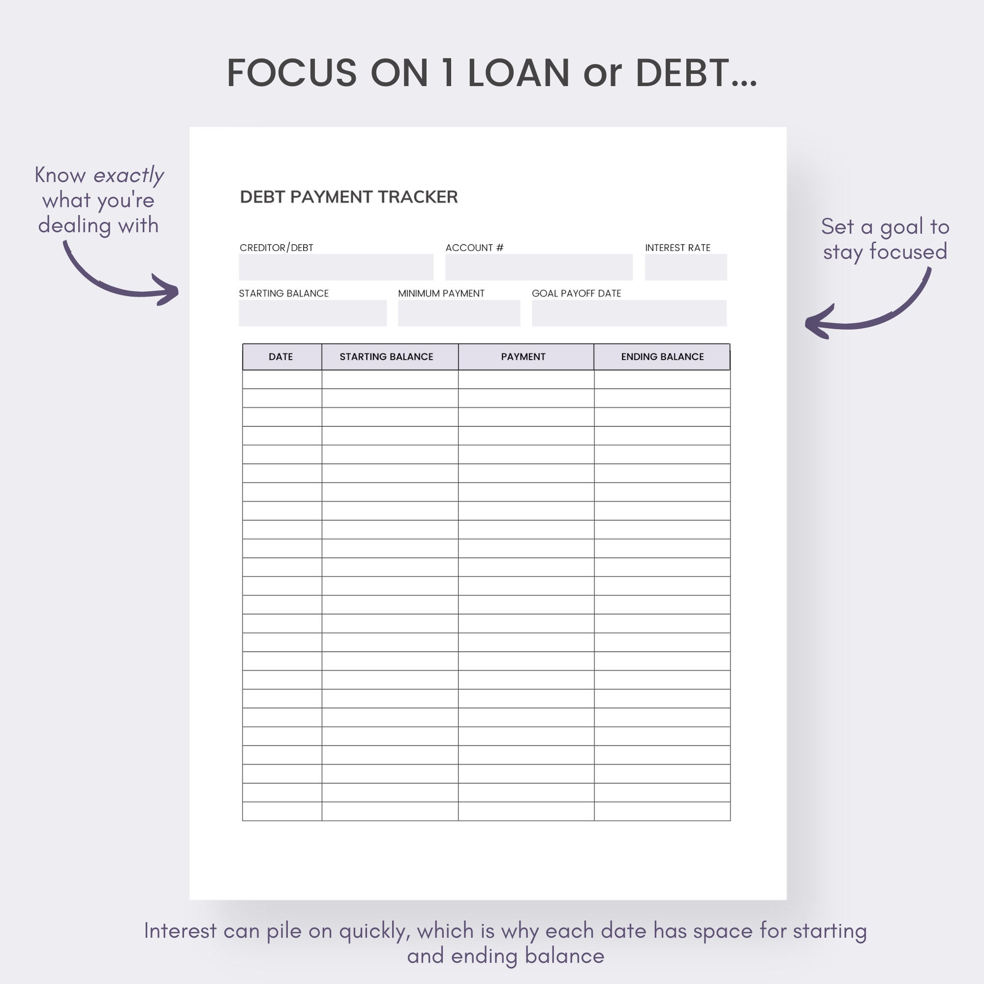 Minimalist Student Loan & Debt Payment Tracker Printable | Debt Free ...