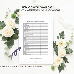 Apartment Comparison Worksheet | Housing Search Planner | Rent ...