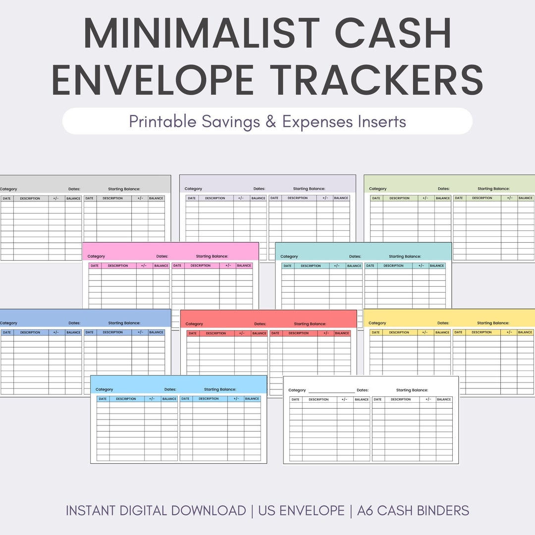 Cash Envelope Inserts, Cash Envelope Printable Trackers | Cash Stuffing ...