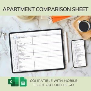 Apartment Comparison Spreadsheet | Housing Search Planner | Apartment ...