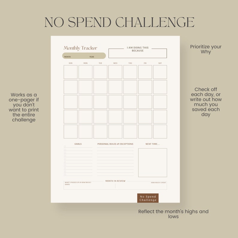 No Spending Challenge Printable Workbook Bundle | Money Savings ...